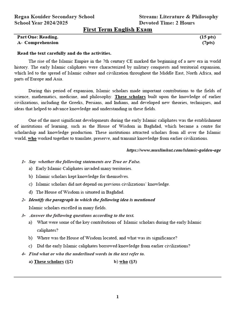Islamic civilizatin. bareche chouki 2024 | PDF