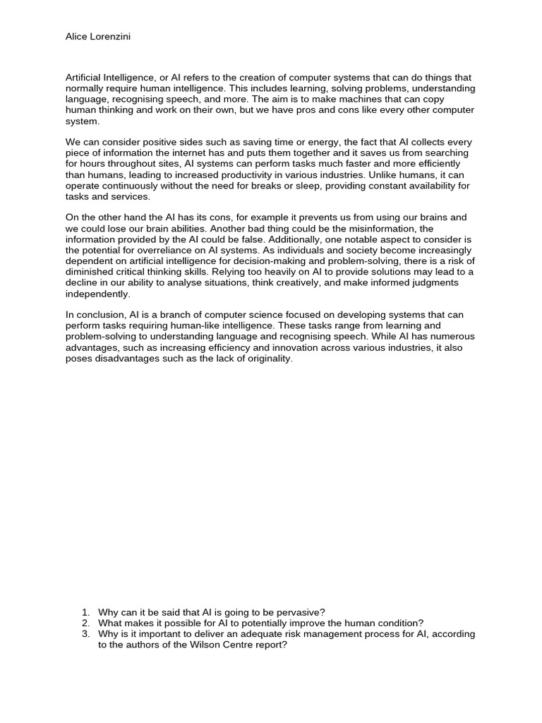 Compito inglese | PDF | Artificial Intelligence | Intelligence (AI) & Semantics