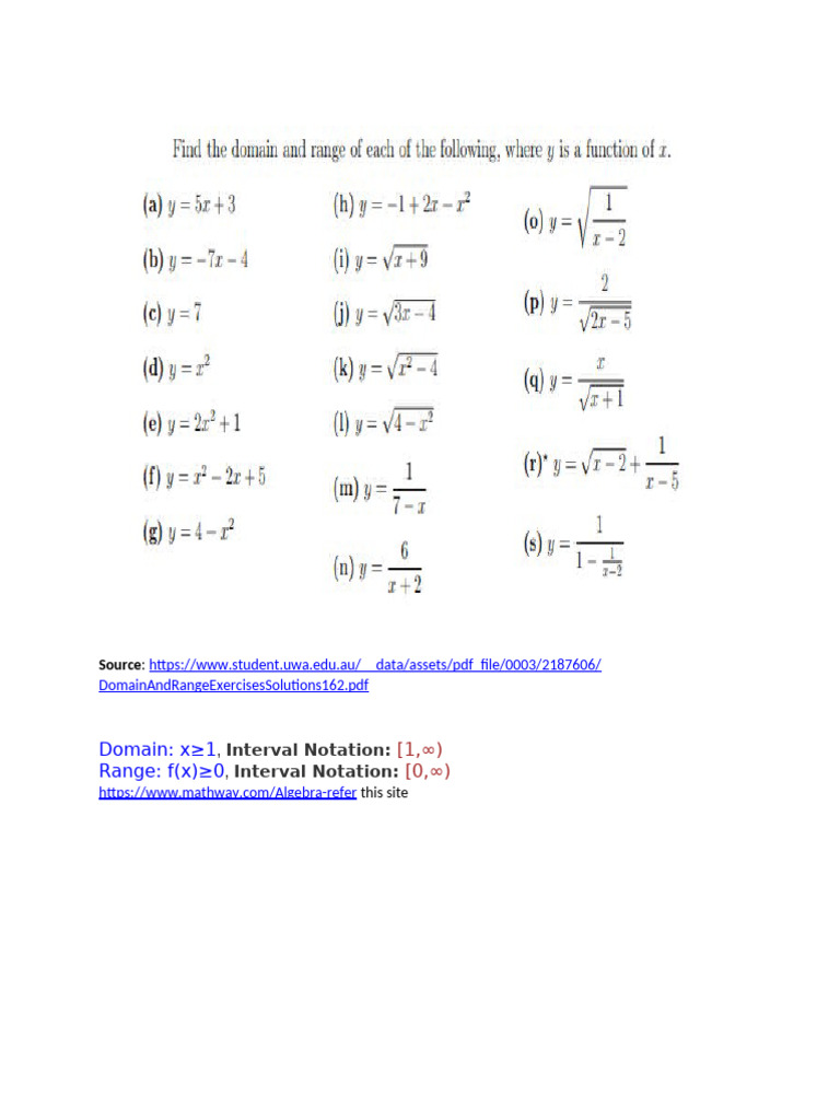Domain And Range Pdf