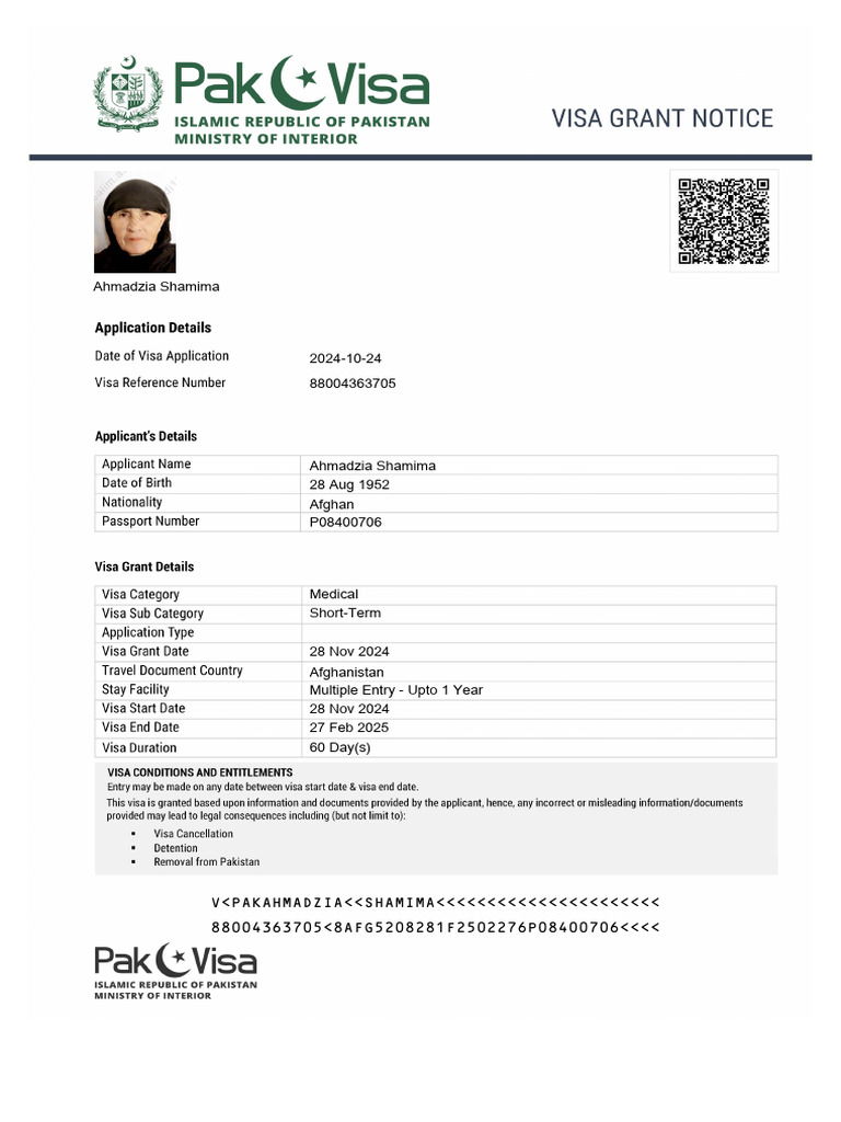 Sham I Ma Ahmad Zai Pak Visa | PDF