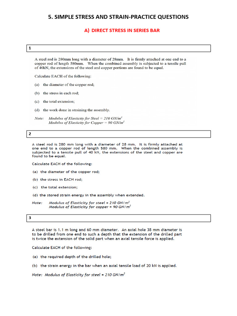 5.stress Strain - Practice Question | PDF