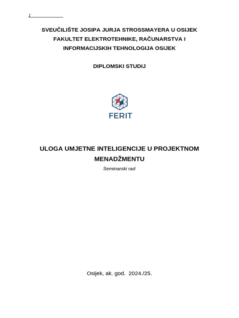 Kopija Datoteke Uloga Umjetne Inteligencije U Projektnom Menadžmentu - Sem | PDF