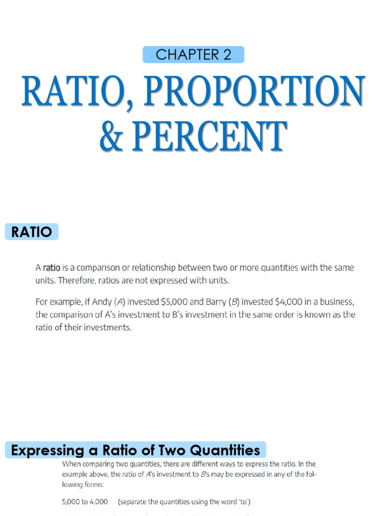 Chapter 2. Ratio, Proportion & Percent | PDF | Ratio | Economies
