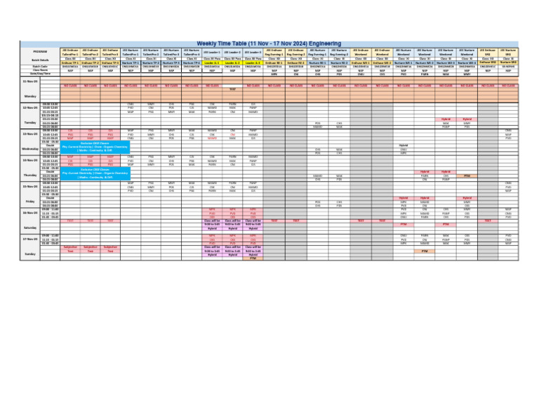 1 NSP Time Table JEE_111124-171124 | PDF