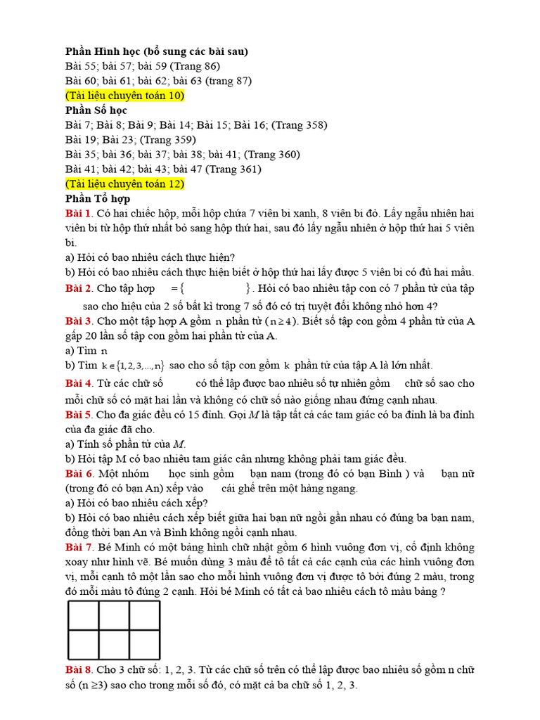 ÔN TẬP SH, TH, HH (1) | PDF