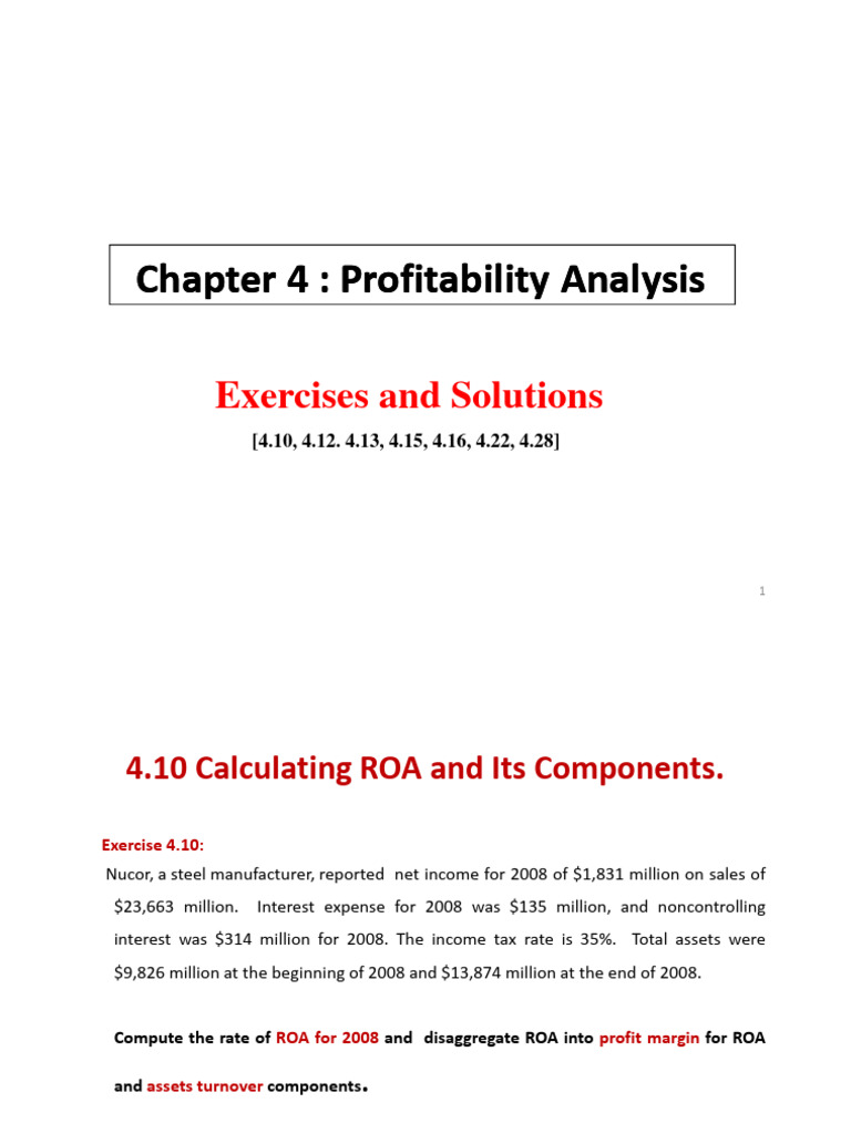 Profitability Analysis and Exercises | PDF | Earnings Per Share | Net ...