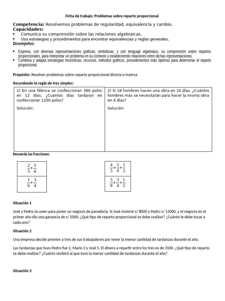 Problemas de Reparto Proporcional | PDF