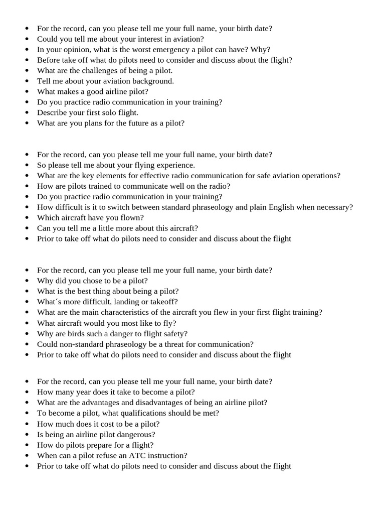 Ab-Initio Warm Up Questions | PDF | Aviation | Cockpit