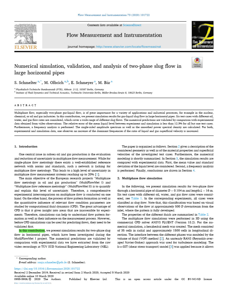 Fmi Schmelter Cfd Experiments Slug Flow Horizontal 2020 | PDF | Spectral Density | Fluid Dynamics
