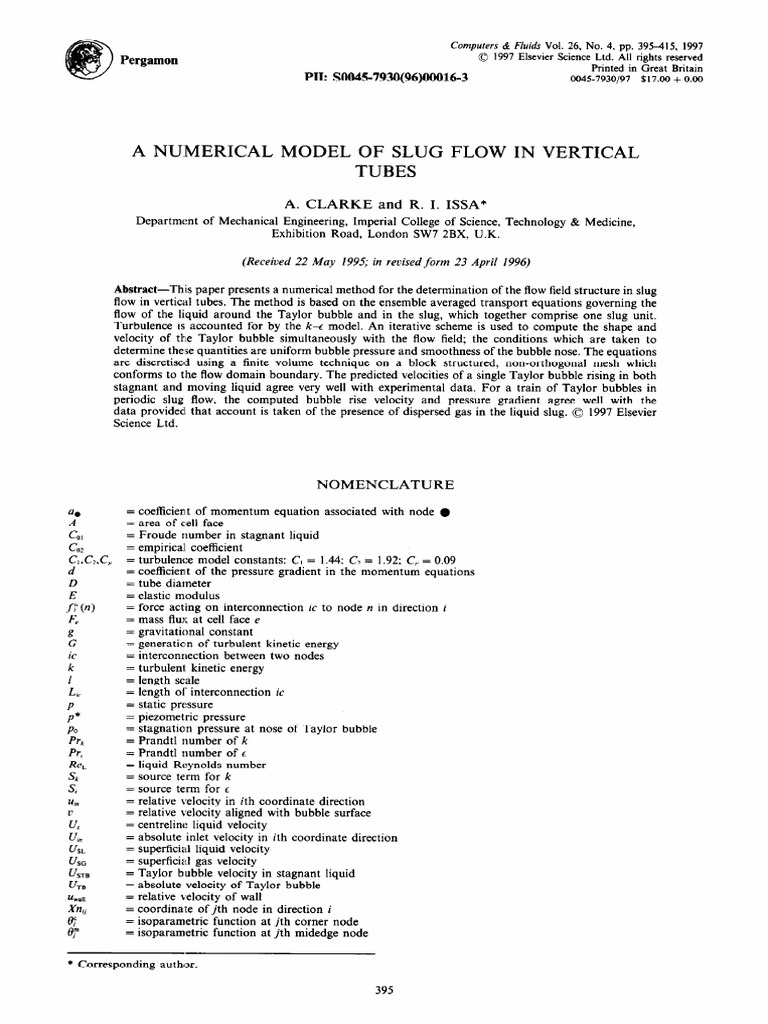 Cf Issa Slug Flow Numerical Model 1997 | PDF | Fluid Dynamics | Turbulence