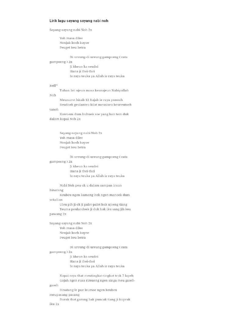 Lirik Nabi Nuh | PDF