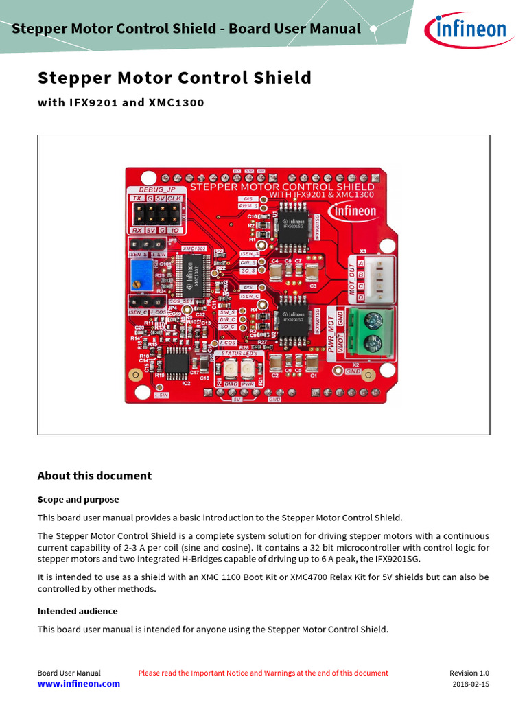 Infineon-Stepper Motor Control Shield With IFX9201SG XMC1300 For Arduino-UM-UM-v01 00-EN | PDF ...