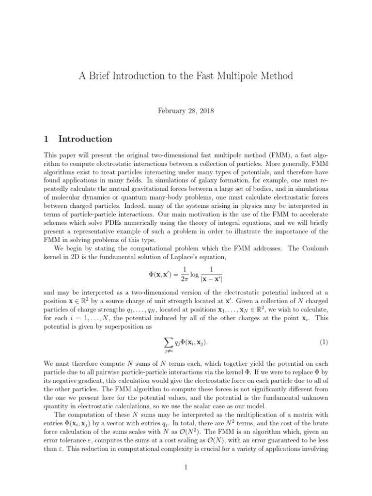 A Brief Introduction To The Fast Multipole Method | PDF | Teaching Mathematics | Integral Equation