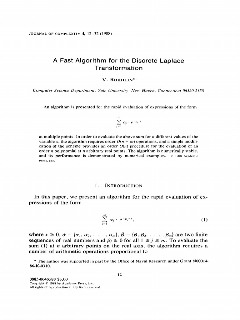 A fast algorithm for discrete laplace transform | PDF | Sequence ... A fast algorithm for discrete laplace transform | PDF | Sequence ...