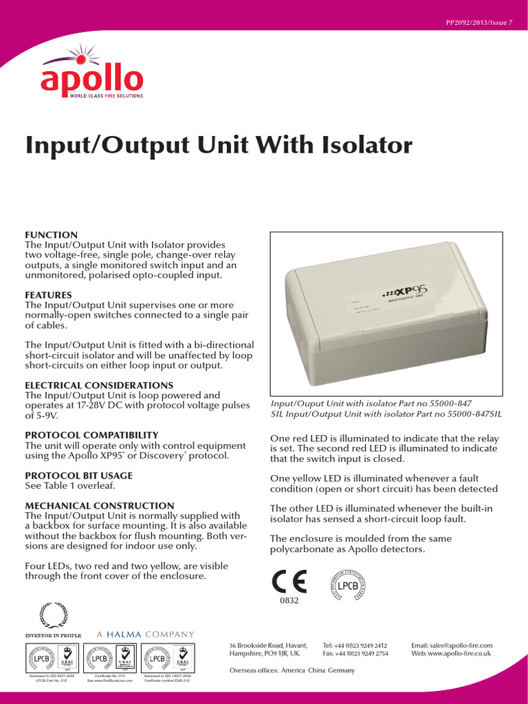 Input Output Unit With Isolator Iss 7 Locked | PDF | Relay | Switch
