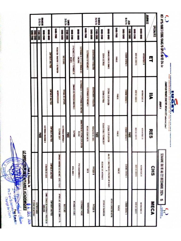 Emploi de Temps de L'examen BTS 2 Groupe 2 | PDF