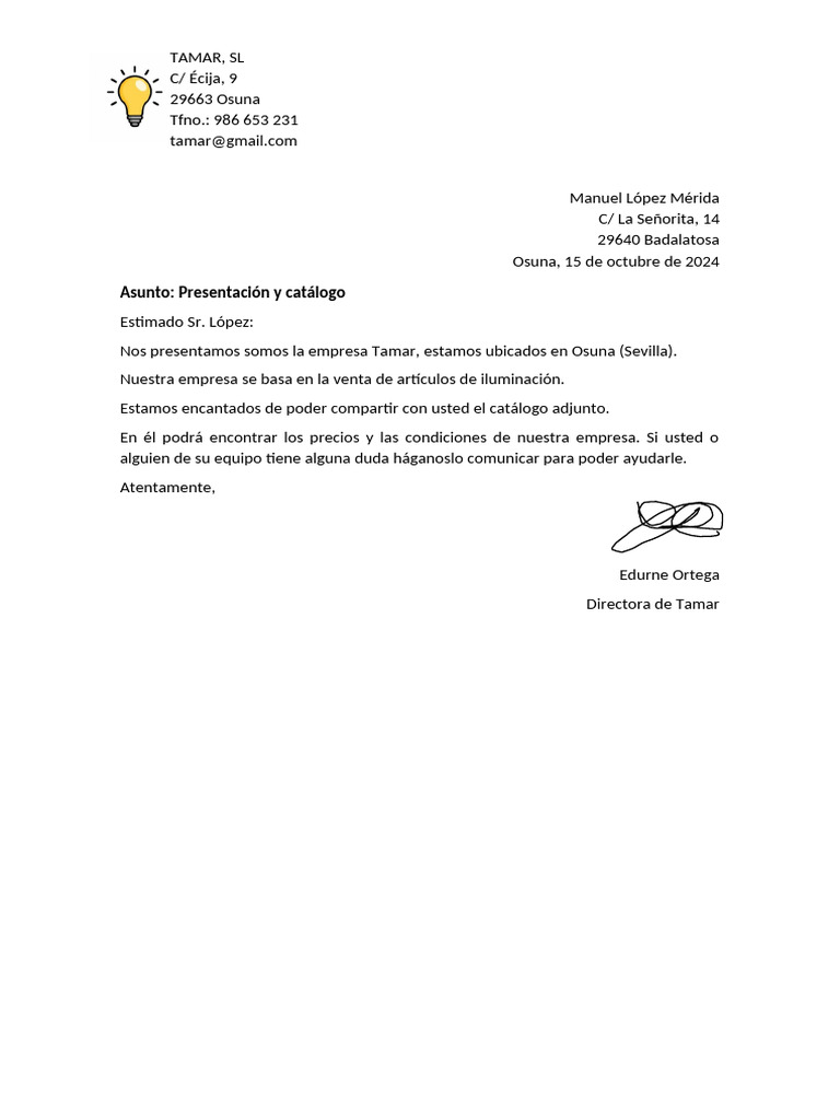 Modelo Carta Comercial (ACT 3 PAG 41) | PDF