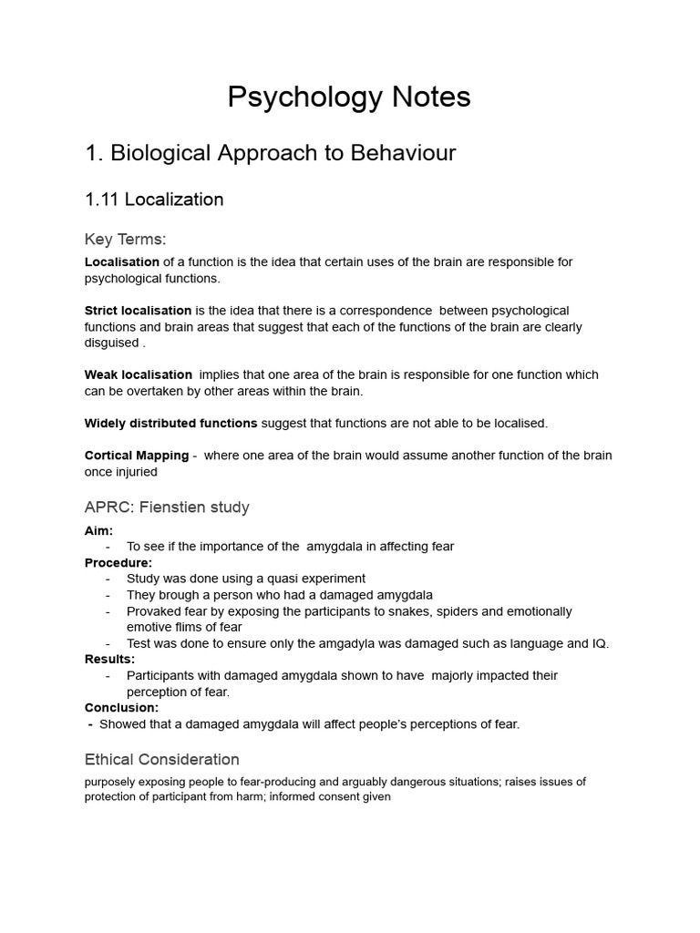 Psychology Notes | PDF | Neurotransmitter | Memory