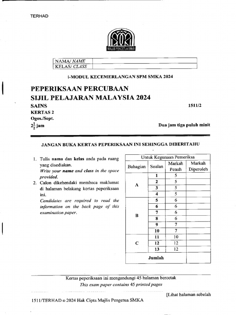 Trial Sn Smka k2 2024 | PDF