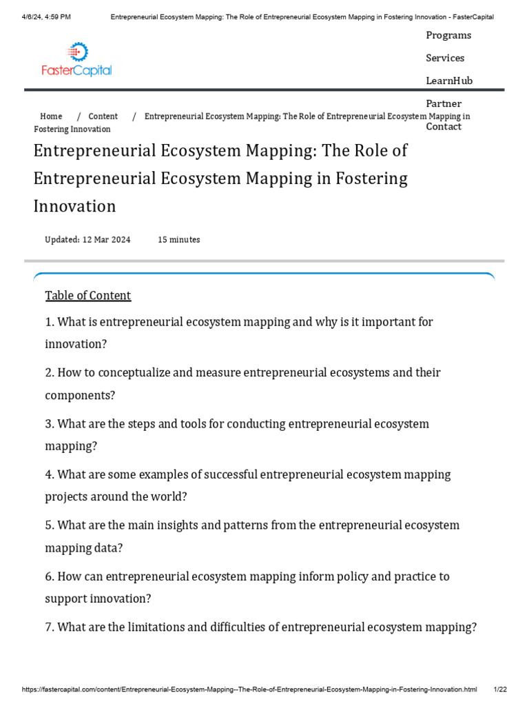 Entrepreneurial Ecosystem Mapping - The Role of Entrepreneurial ...