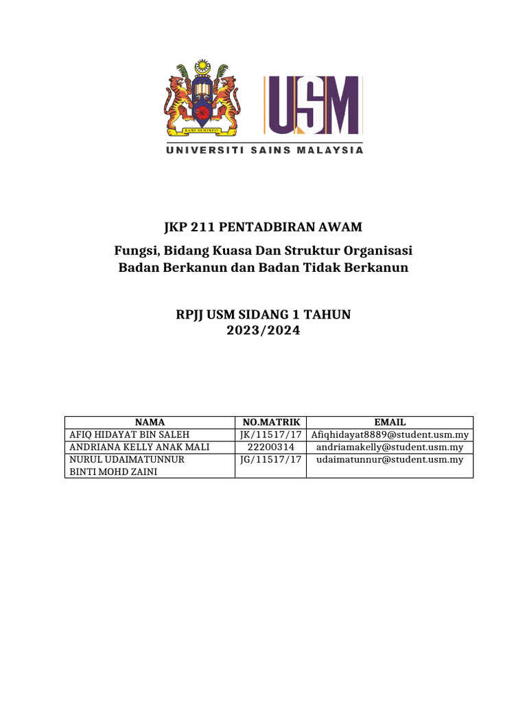 JKP 211 Pentadbiran Awam | PDF