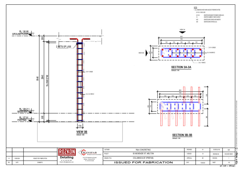 c8sf - Columns B-GF (Prefab) - Shopdrawing-Cage 3-3 | PDF | Civil ...
