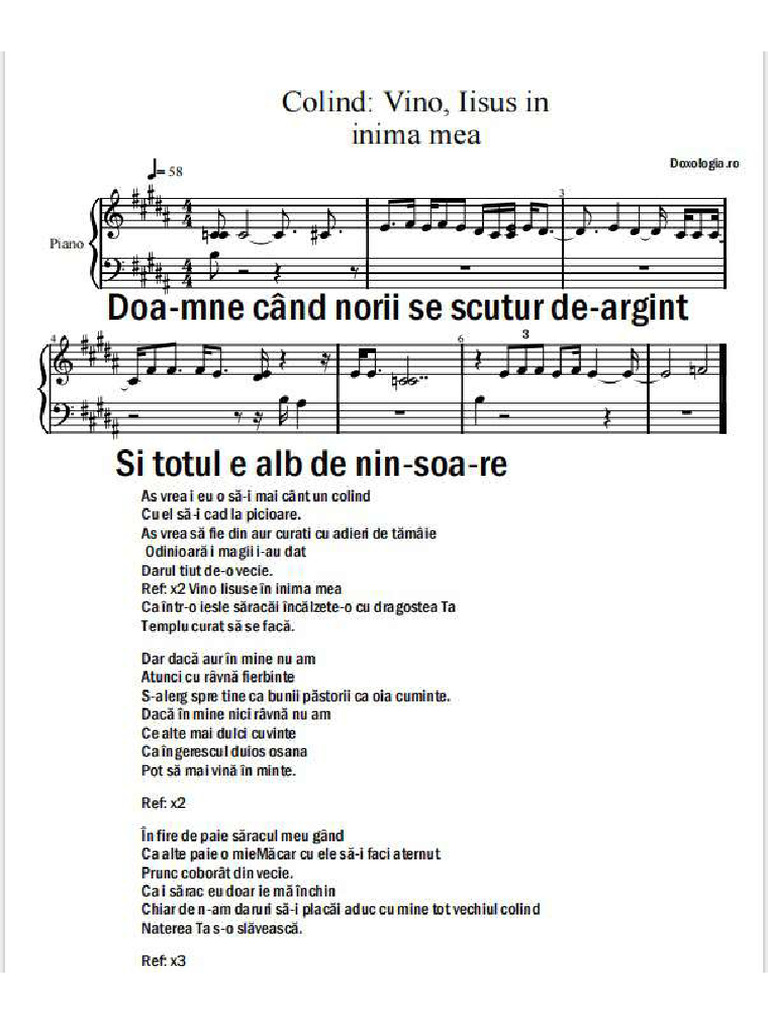 Vino Iisuse in Inima Mea Colind Partitura | PDF