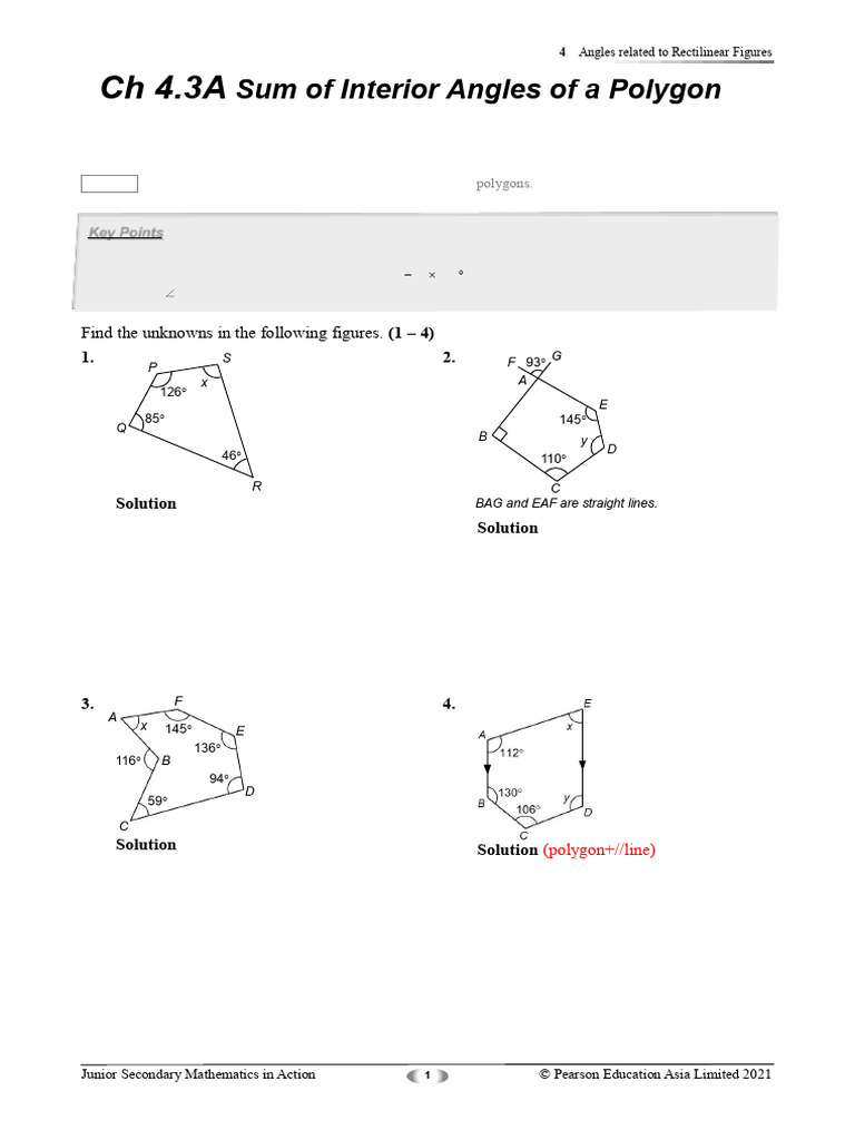 CH 4.3A Sum of Interior Angles of A Polygon | PDF | Polygon | Triangle