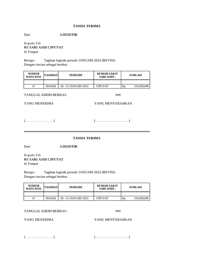 Tanda Terima - 2023 | PDF