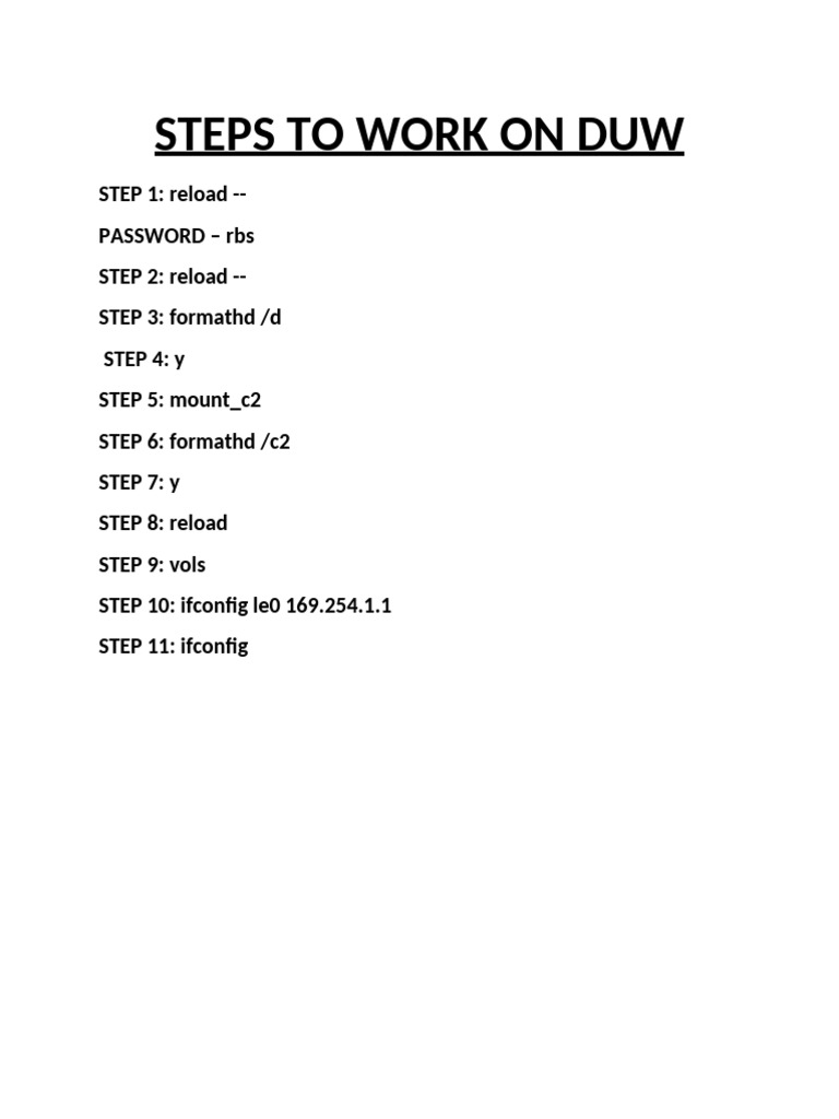 Steps To Work On Duw | PDF