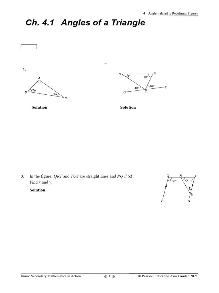 Junior Secondary Triangle Angles | PDF | Triangle | Angle