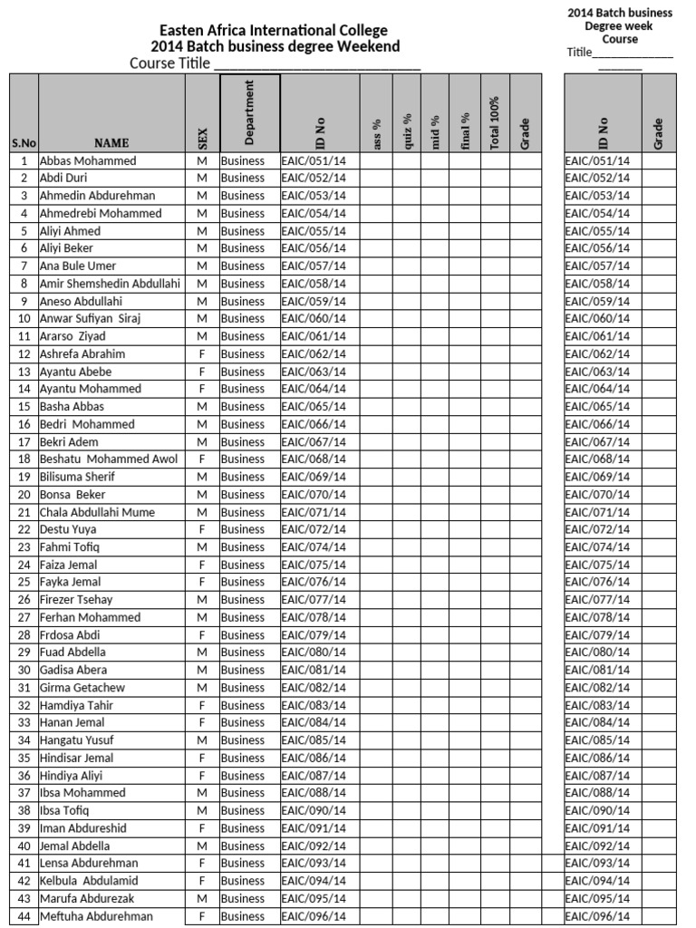 2014 Week Mark List | PDF