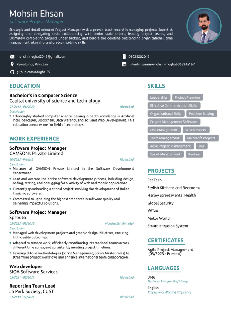 Mohsin Ehsan's Resume | PDF | Agile Software Development | Software