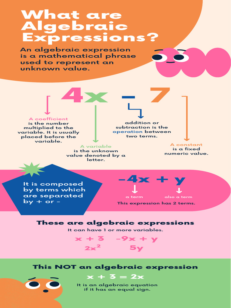 What Are Algebraic Expressions Education Infographic in A Colorful ...