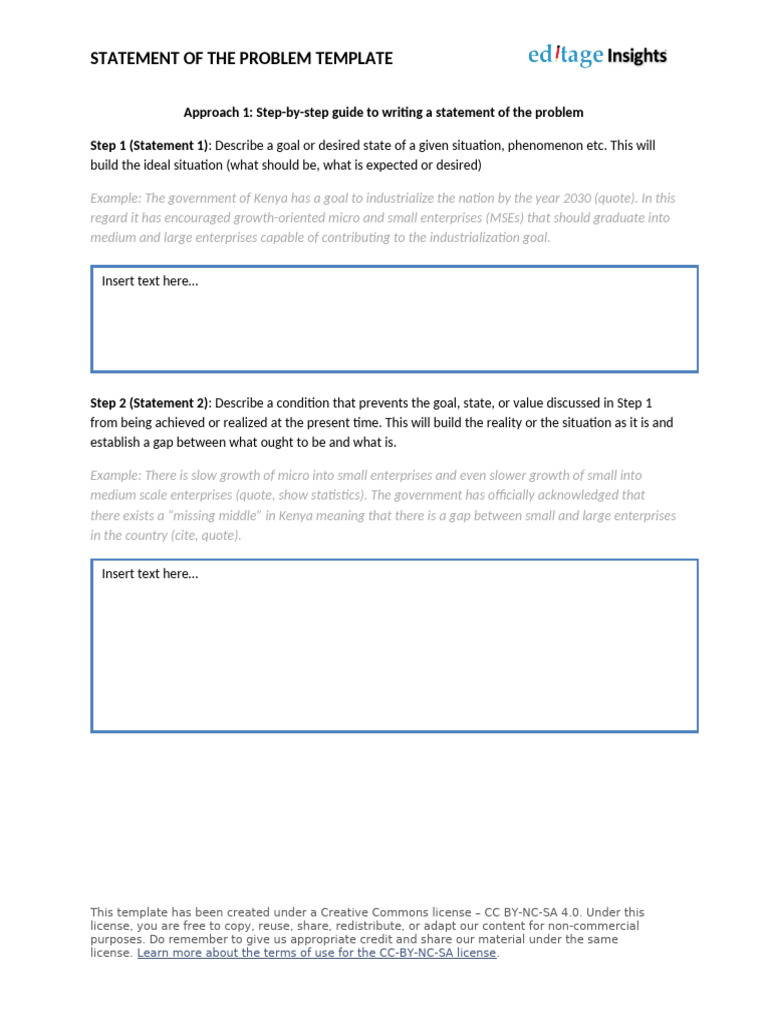 Statement of Problem Template | PDF | Creative Commons License | Cognition