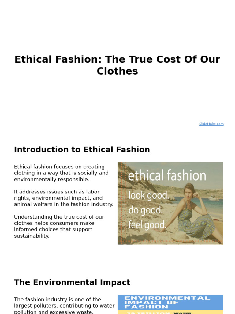 Ethical Fashion - The True Cost of Our Clothes | PDF | Fashion ...