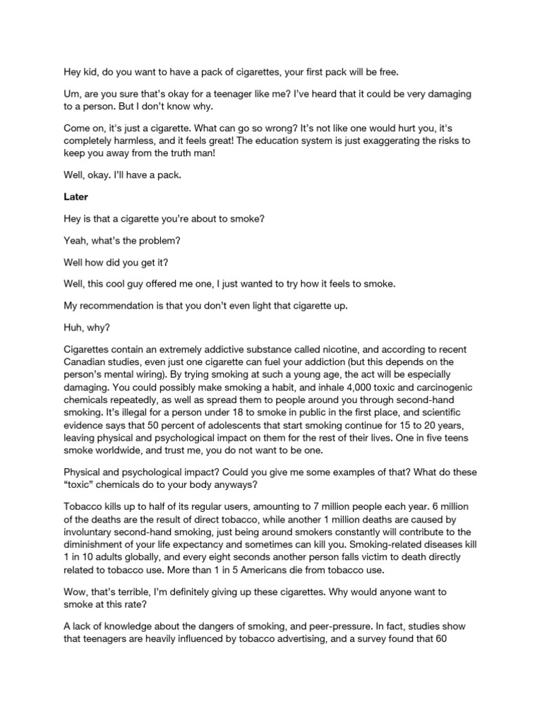 Script For Anti Tobacco PSA | PDF | Tobacco Smoking | Addiction