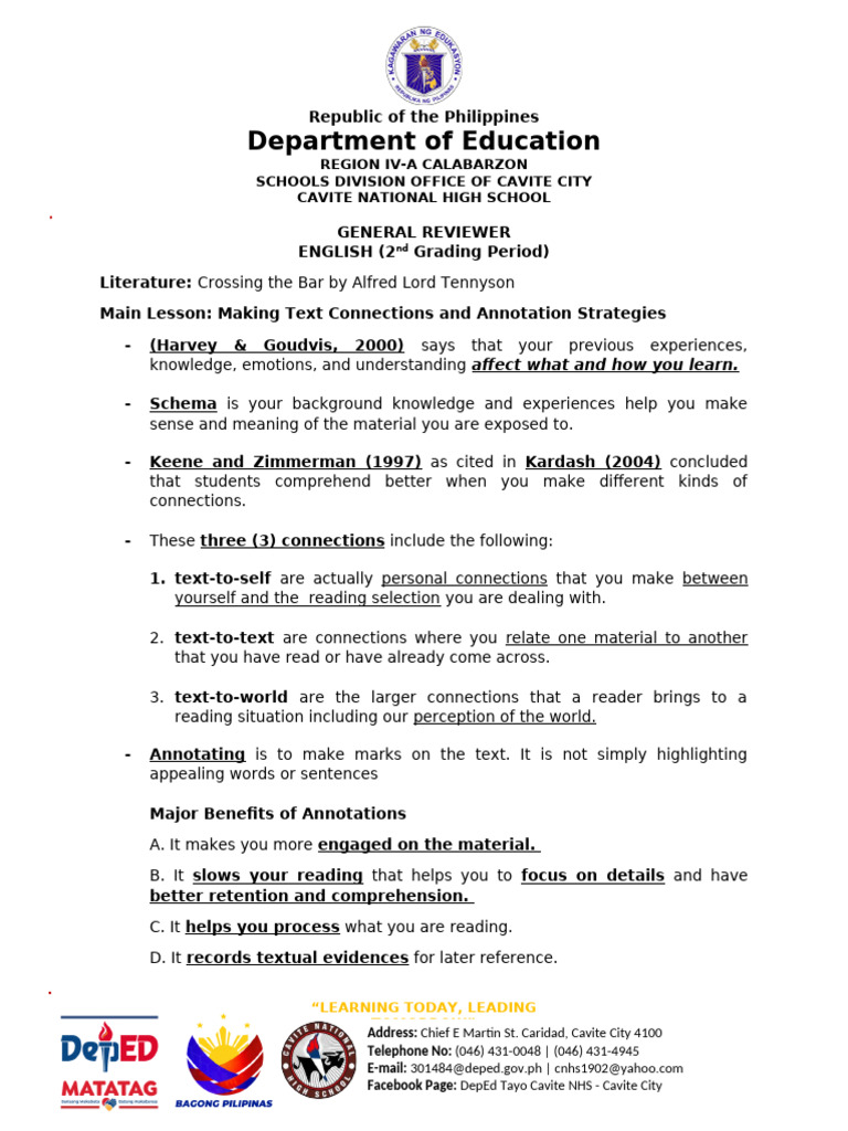 English General Reviewer 2nd Quarter | PDF | Cognition | Human ...