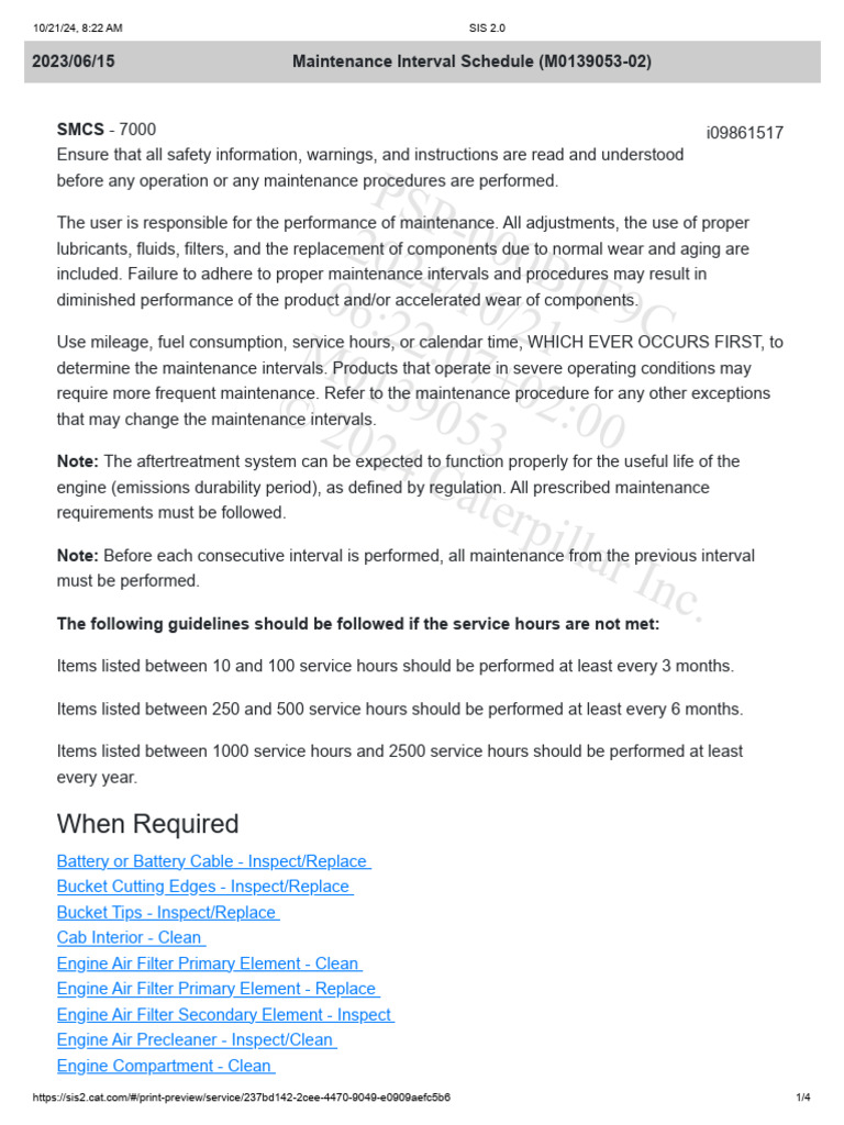 Backhoe Loader Service Interval | PDF | Land Vehicles | Vehicles