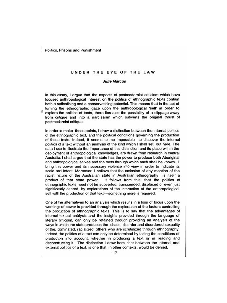 Under The Eye of The Law | PDF | Ethnography | Anthropology