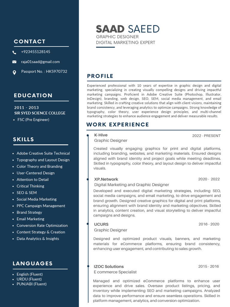 Blue Simple Professional CV Resume | PDF | Graphic Design | Digital ...