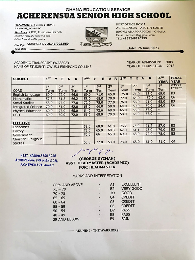 Shs Transcript | PDF