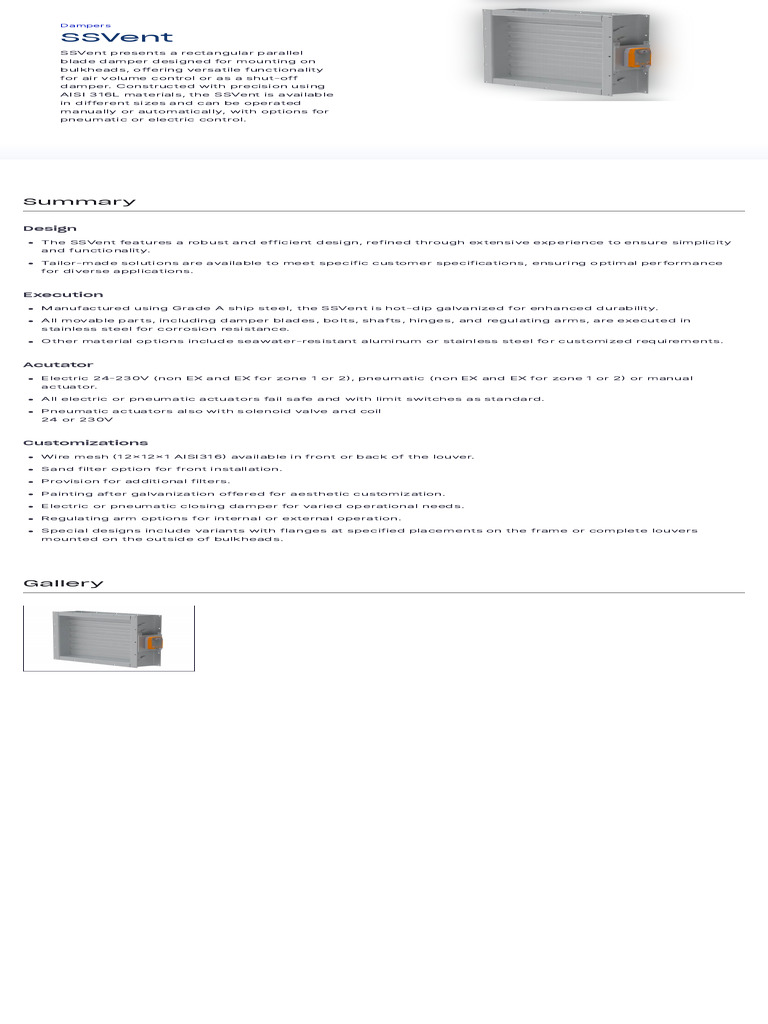 Industrial Dampers for Bulkheads | PDF