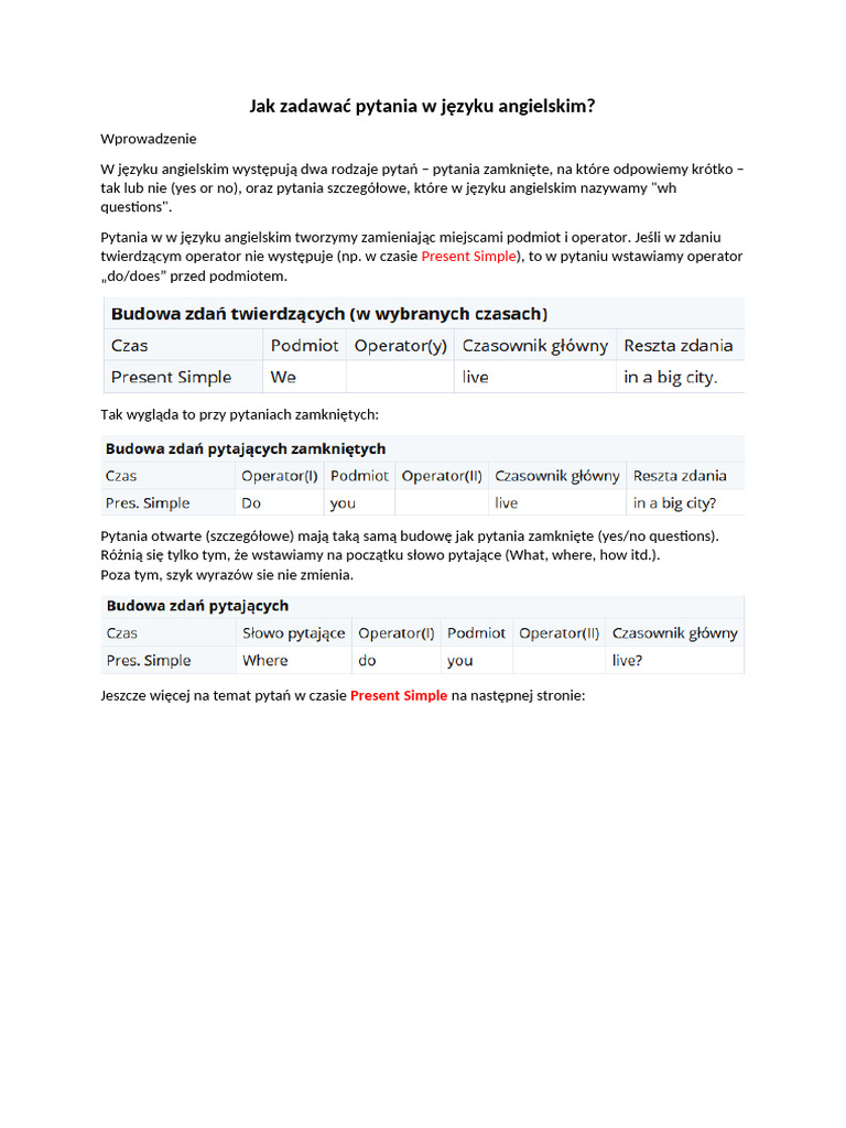 Pytania Z WH | PDF