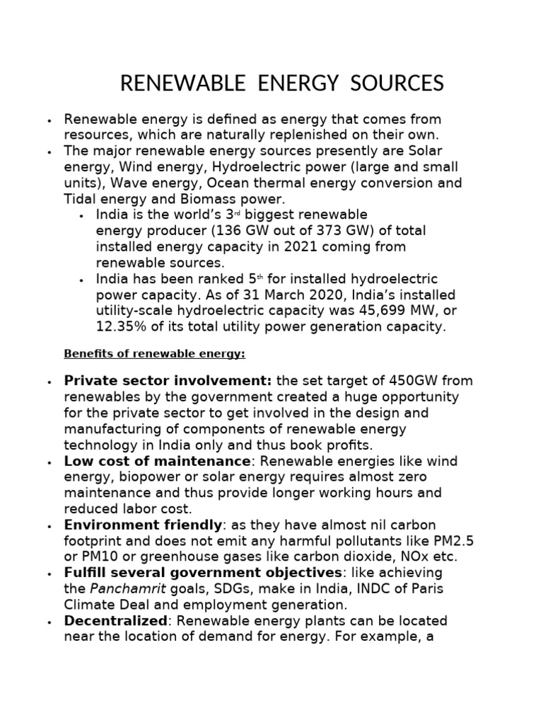 Renewable Energy Sources | PDF | Renewable Energy | Solar Power