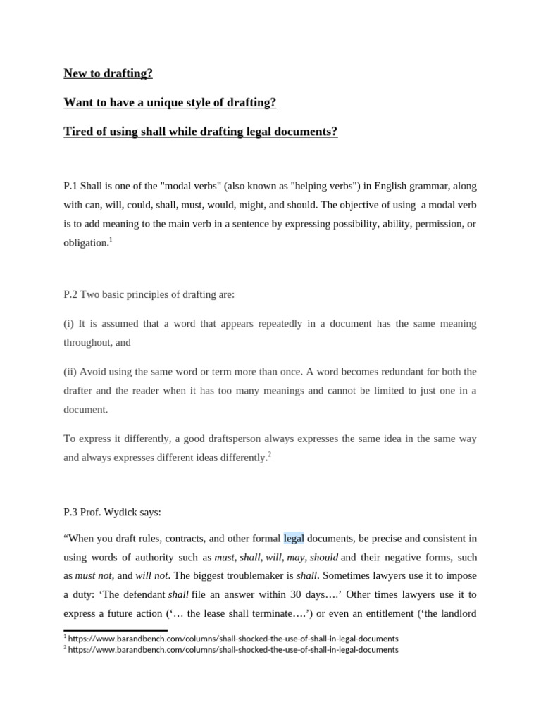 Legal Drafting Content | PDF | Verb | English Grammar