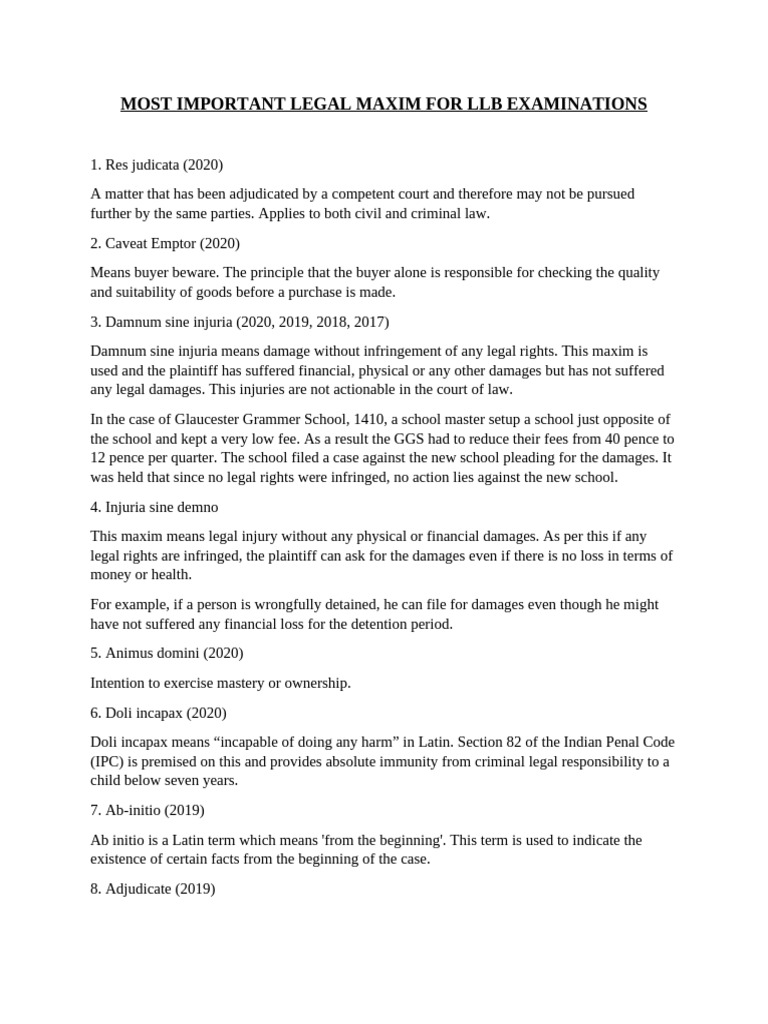 Legal English - Repeated Legal Maxims | PDF | Obiter Dictum | Justice