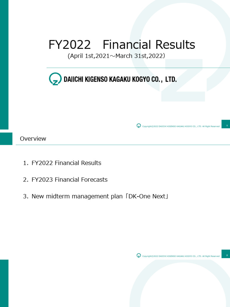 FY2022 Financial Results | PDF | Dividend | Investing