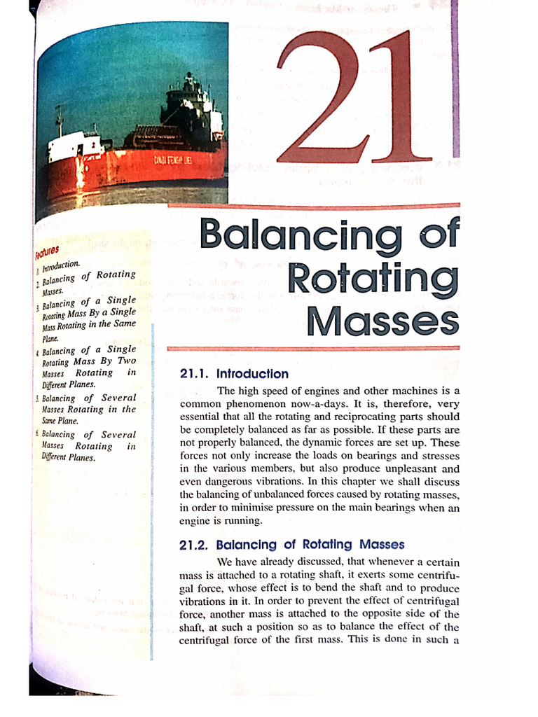Balancing of Rotating Masses | PDF