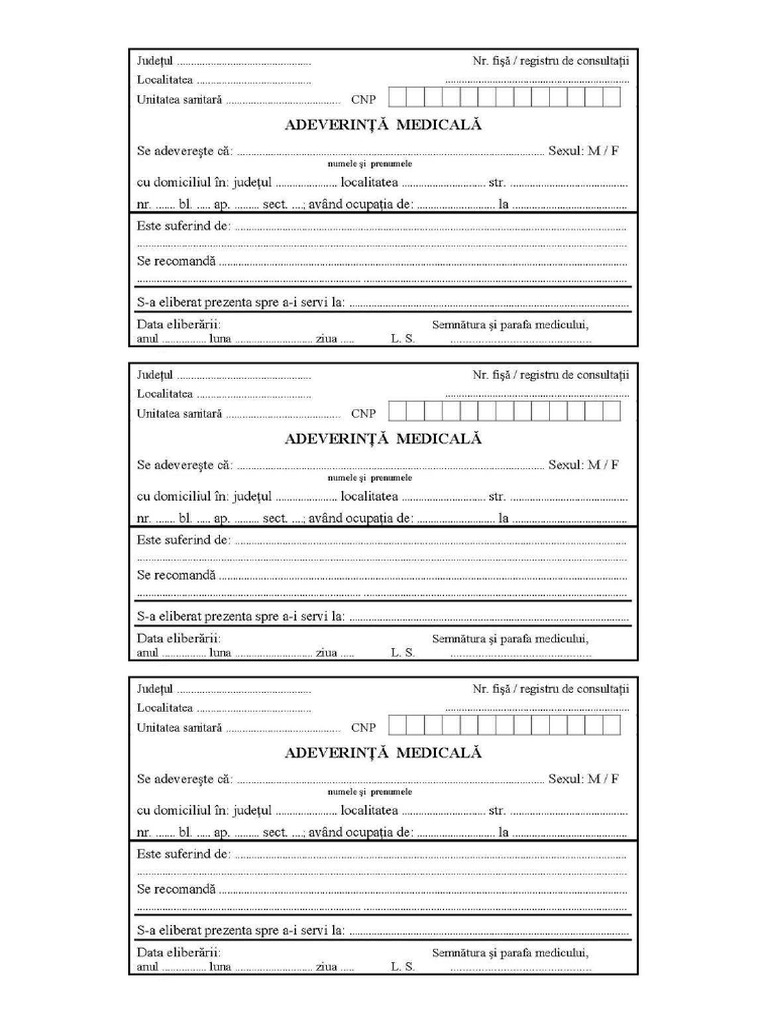 Adeverinta Medicala | PDF